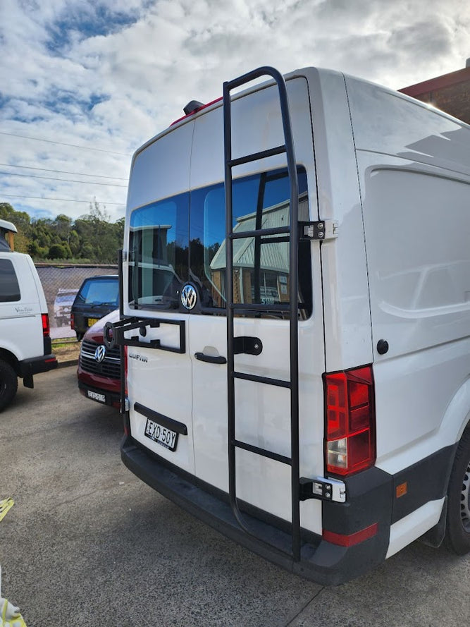 VW Crafter Rear Door Spare Wheel Carrier — KombiLife Australia