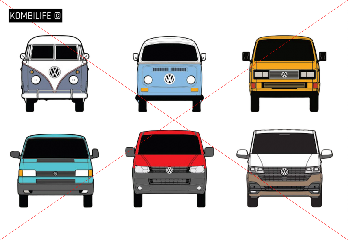 KombiLife Volkswagen Evolution of the Kombi Sticker Bundle - T1, T2, T ...