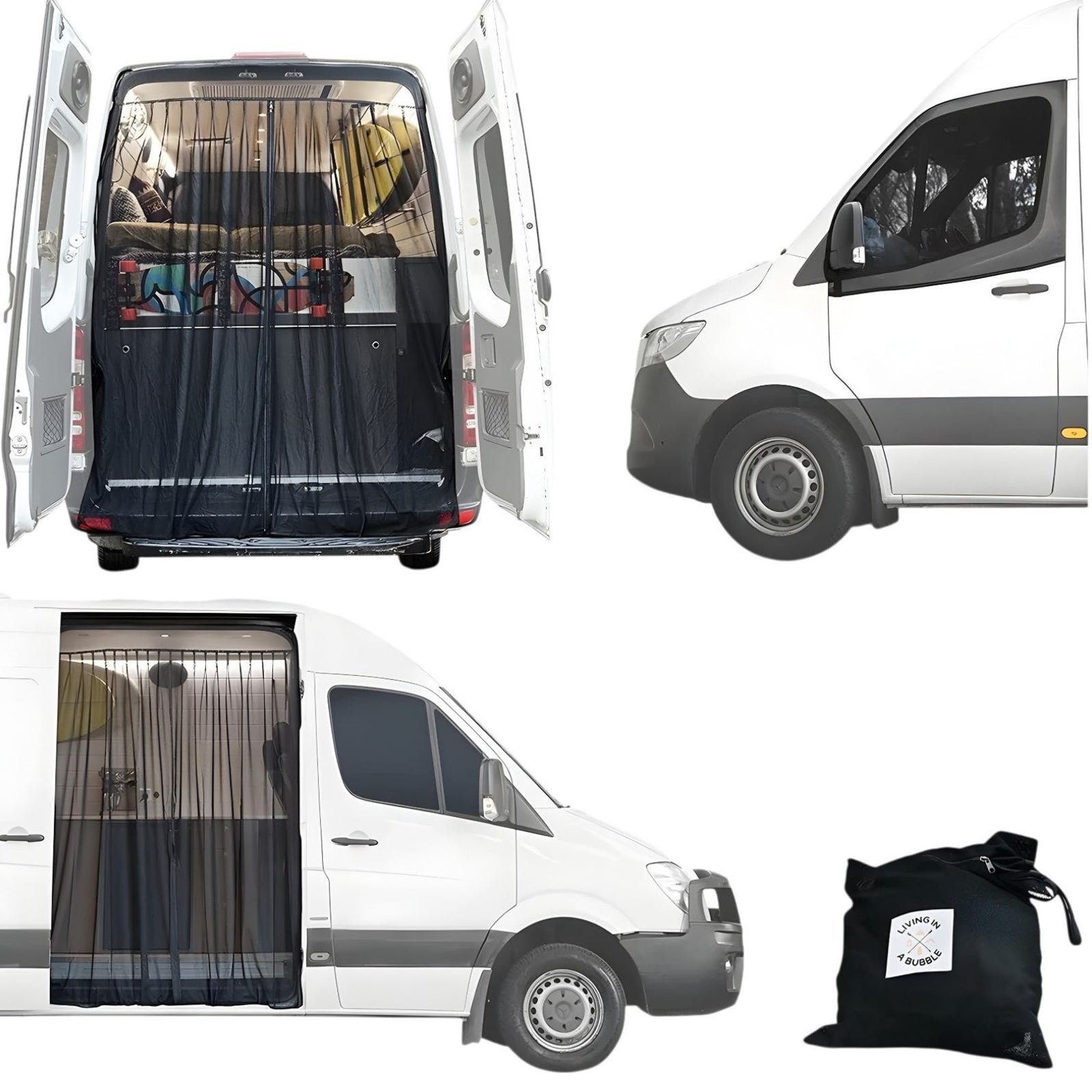 Living in a Bubble Universal Front / Side / Rear Van Fly Screen Bundle ...