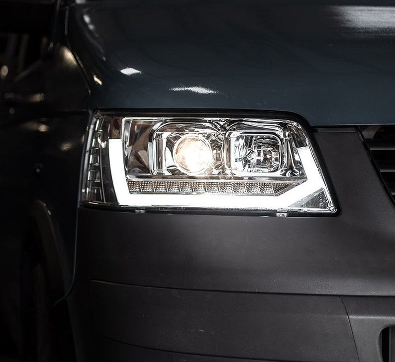 VW T5 LED DRL V2 Headlights with Sequential Indicators – Chrome-KIT ...