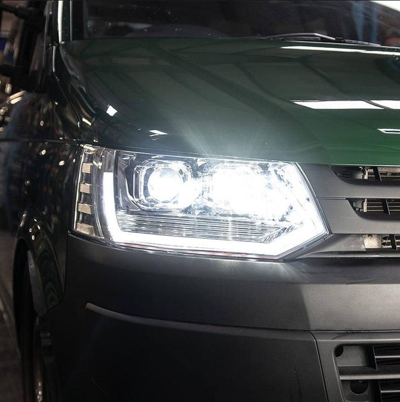 VW T5.1 LED DRL V3 Headlights with Sequential Indicators (includes bul ...