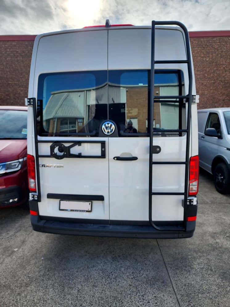 VW Crafter Rear Door Spare Wheel Carrier — KombiLife Australia