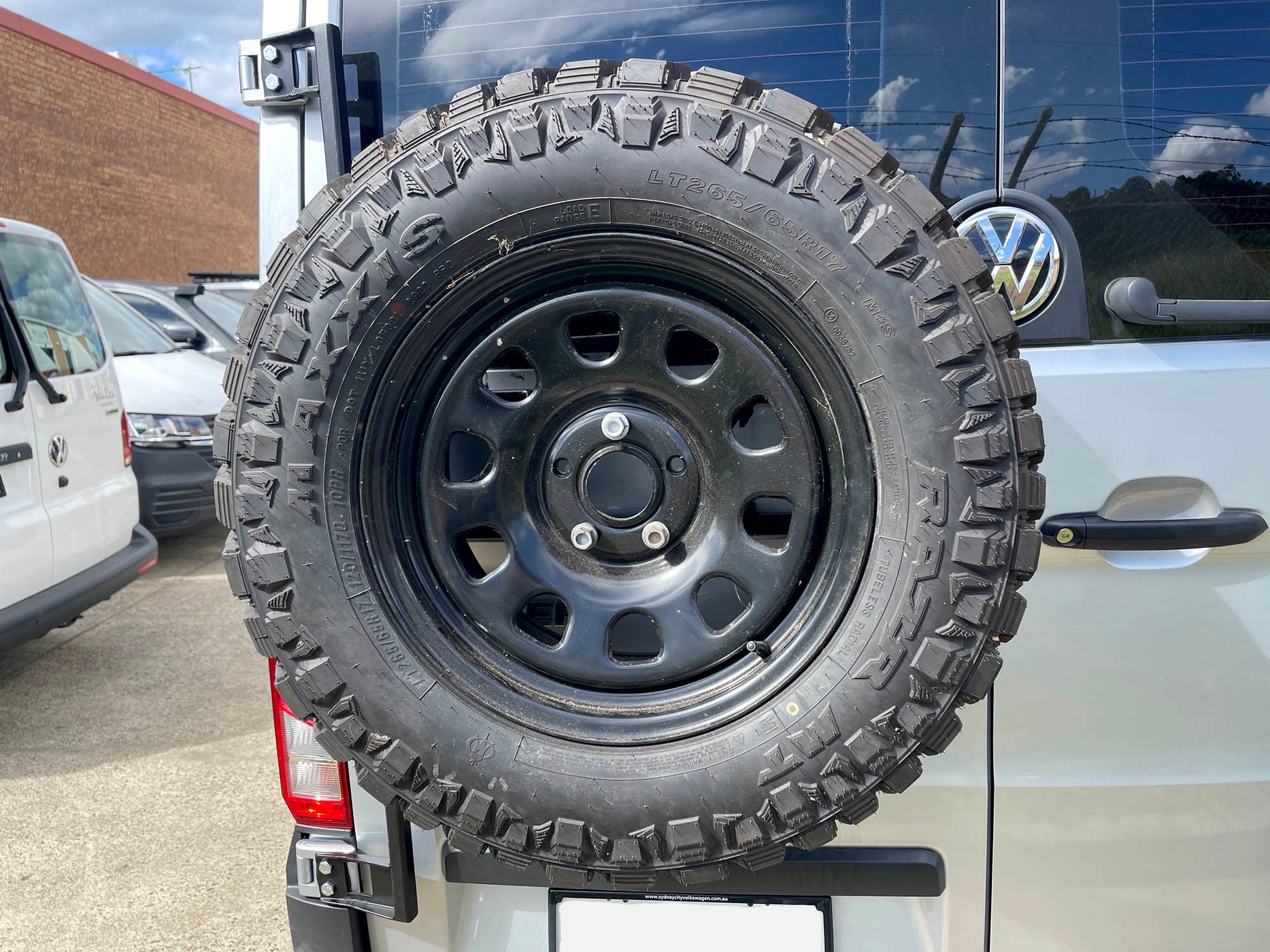 VW Crafter Rear Door Spare Wheel Carrier — KombiLife Australia