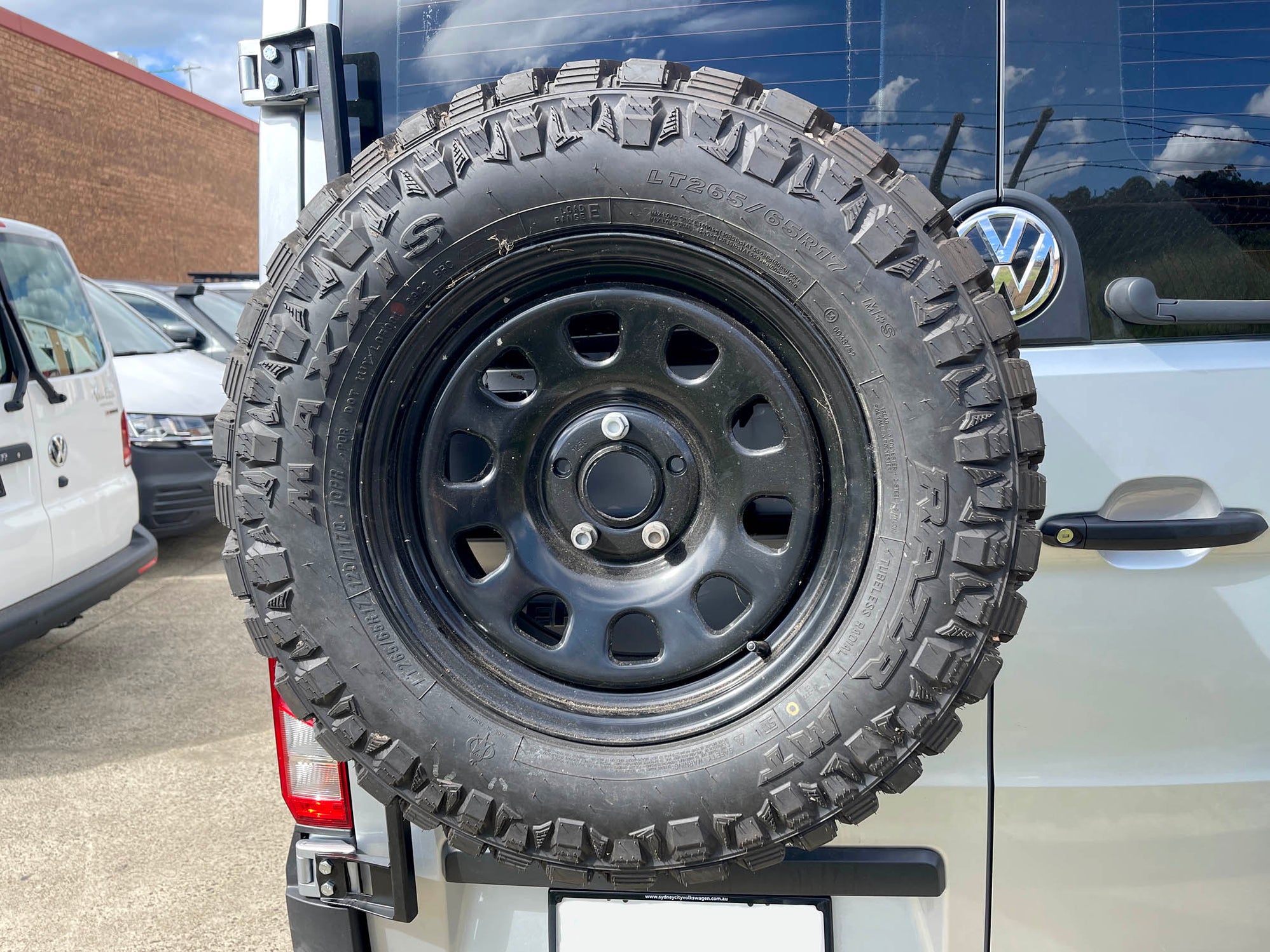 VW Crafter Rear Door Spare Wheel Carrier — KombiLife Australia