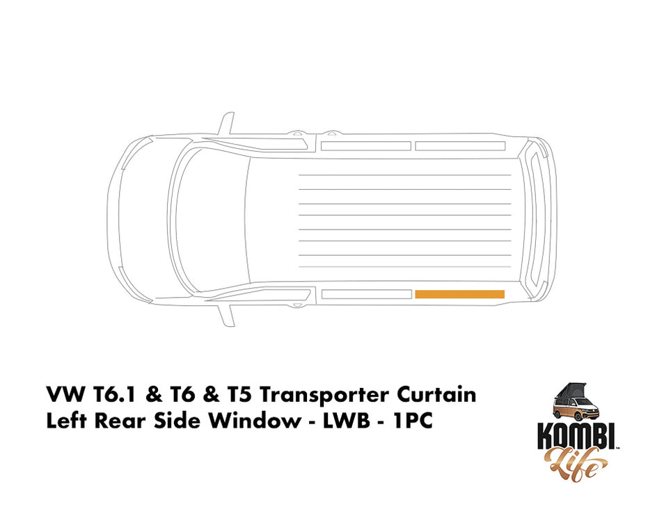 VW T6.1 & T6 & T5 Transporter LWB Curtain - Left Rear Side Window - 1 ...