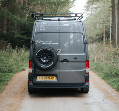 VW Crafter Rear Door Spare Wheel Carrier — KombiLife Australia