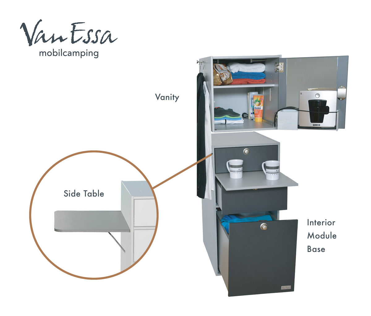 VanEssa Interior Storage Tower for Volkswagen T5/T6/6.1 California / M ...